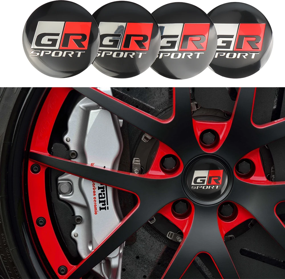 4Pcs 55mm GR Sport Logo Car Wheel Center Hub Cap Stickers Rim Decal For ...