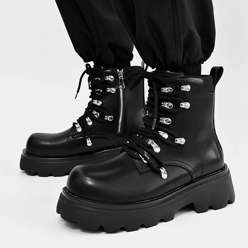 Botas-negras-de-suela-gruesa-para-hombre-estilo-de-dise-ador-a-la-moda ...