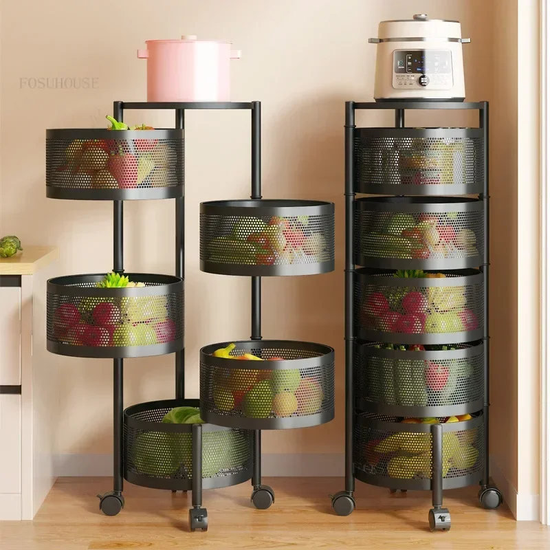 Rotating-Kitchen-Trolleys-Home-Snack-Auxiliary-Cart-with-Wheels-Multi ...