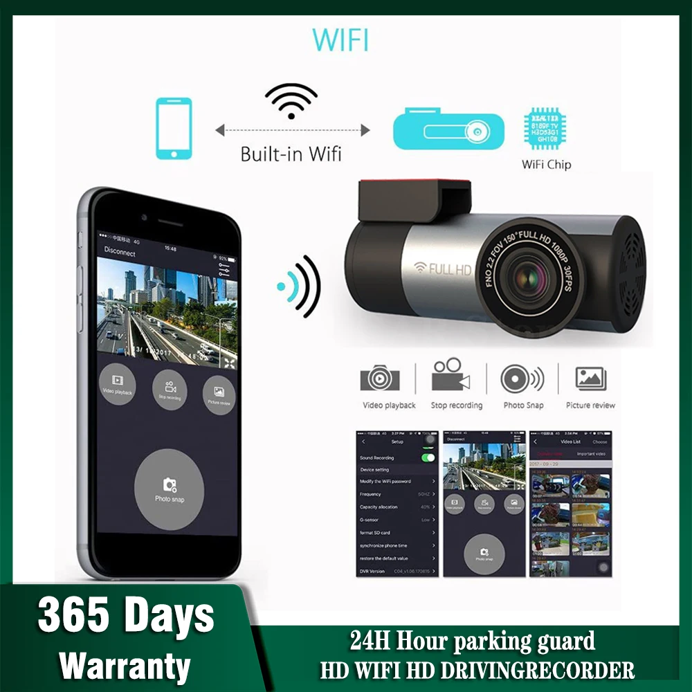 Dash-Cam-Car-Video-Recorder-HD-1080P-WIFI-Front-Dash-Camera-Night ...