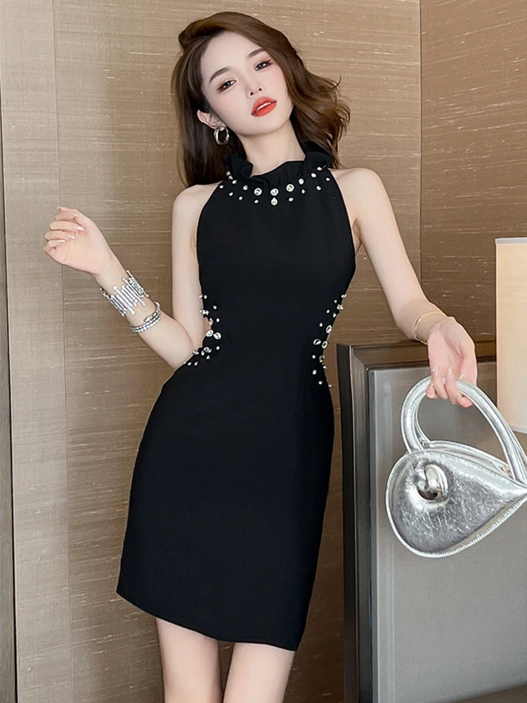 Fashion-Summer-Evening-Short-Dress-Women-Luxury-Diamonds-Black-Chic ...