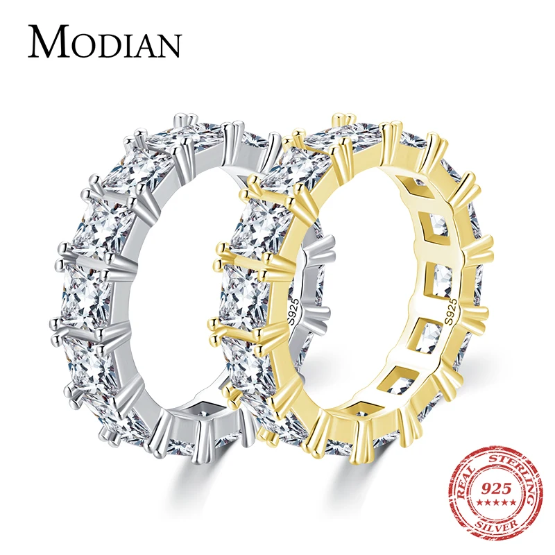 MODIAN-Luxury-Shining-Square-CZ-Ring-925-Sterling-Silver-Stackable ...