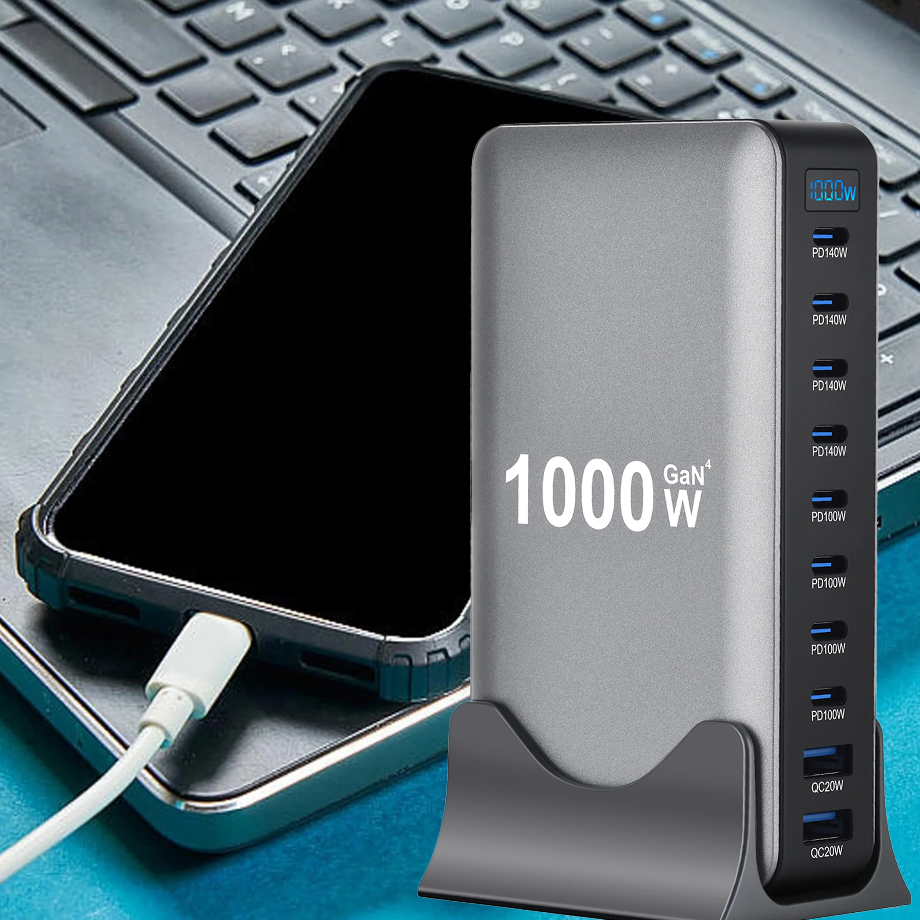 New 1000W GaN USB Type C Charger PD3.1 PPS 10-Port Desktop Fast ...