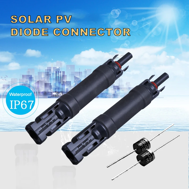 Ip68 Waterproof Solar Pv Diode Connector With 10a 15a Diode For Solar ...