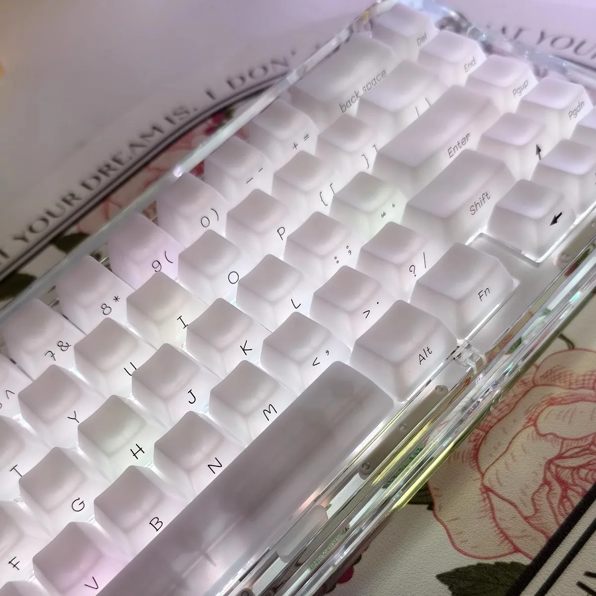 130-Keys-OEM-Profile-Misty-Translucent-Milk-White-Marble-Themed-Keycaps ...