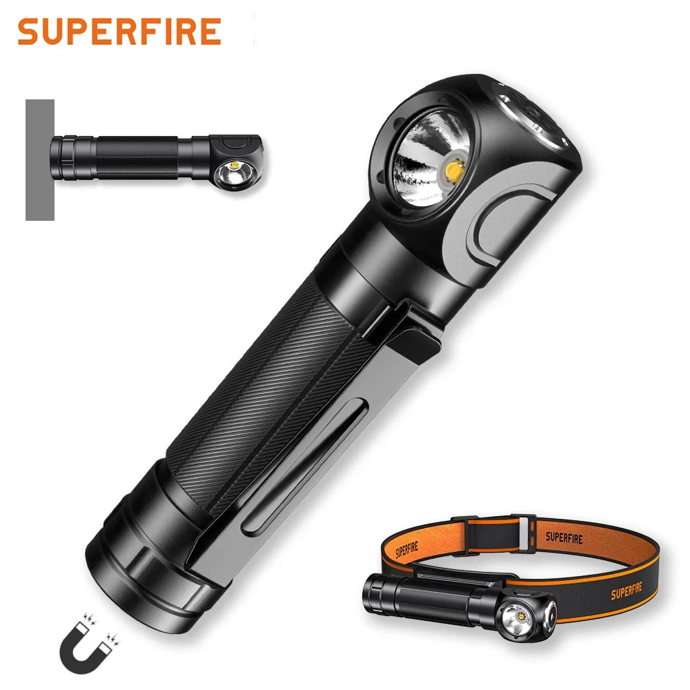 New-SUPERFIRE-TH04-LED-Headlamp-Type-C-Rechargeable-90-Headlight-18650 ...