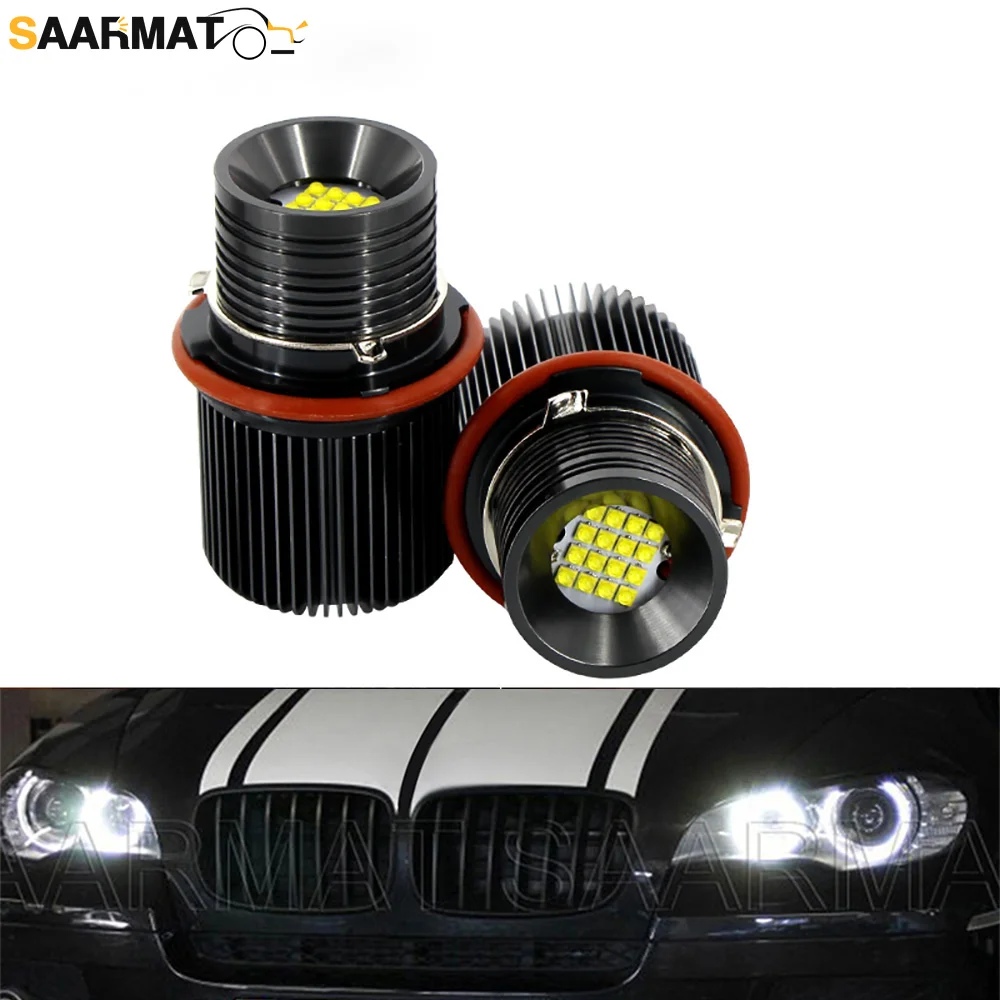 2pcs Bright 80W LED Angel Eyes Marker Lights Bulbs Lamp for BMW E87 E39 ...