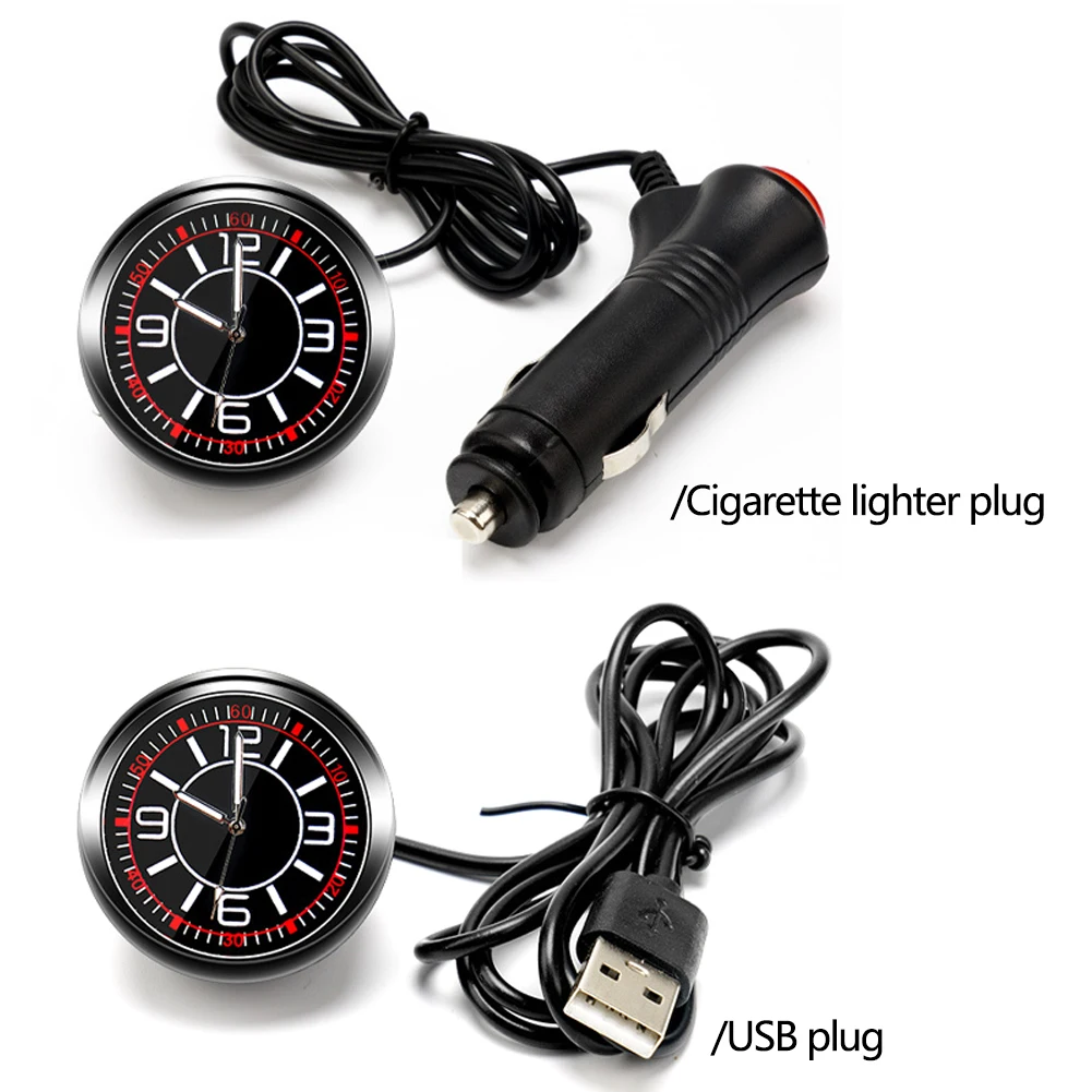 Car Dashboard Clock Universal Quartz Luminous Clock Glass Mirror Car ...