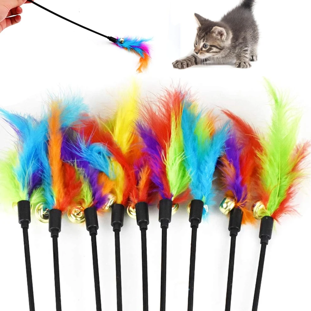 5PCS-Cat-Wand-Toy-Feather-Stick-Cat-Toys-Interactive-Cat-Toy-Feather ...