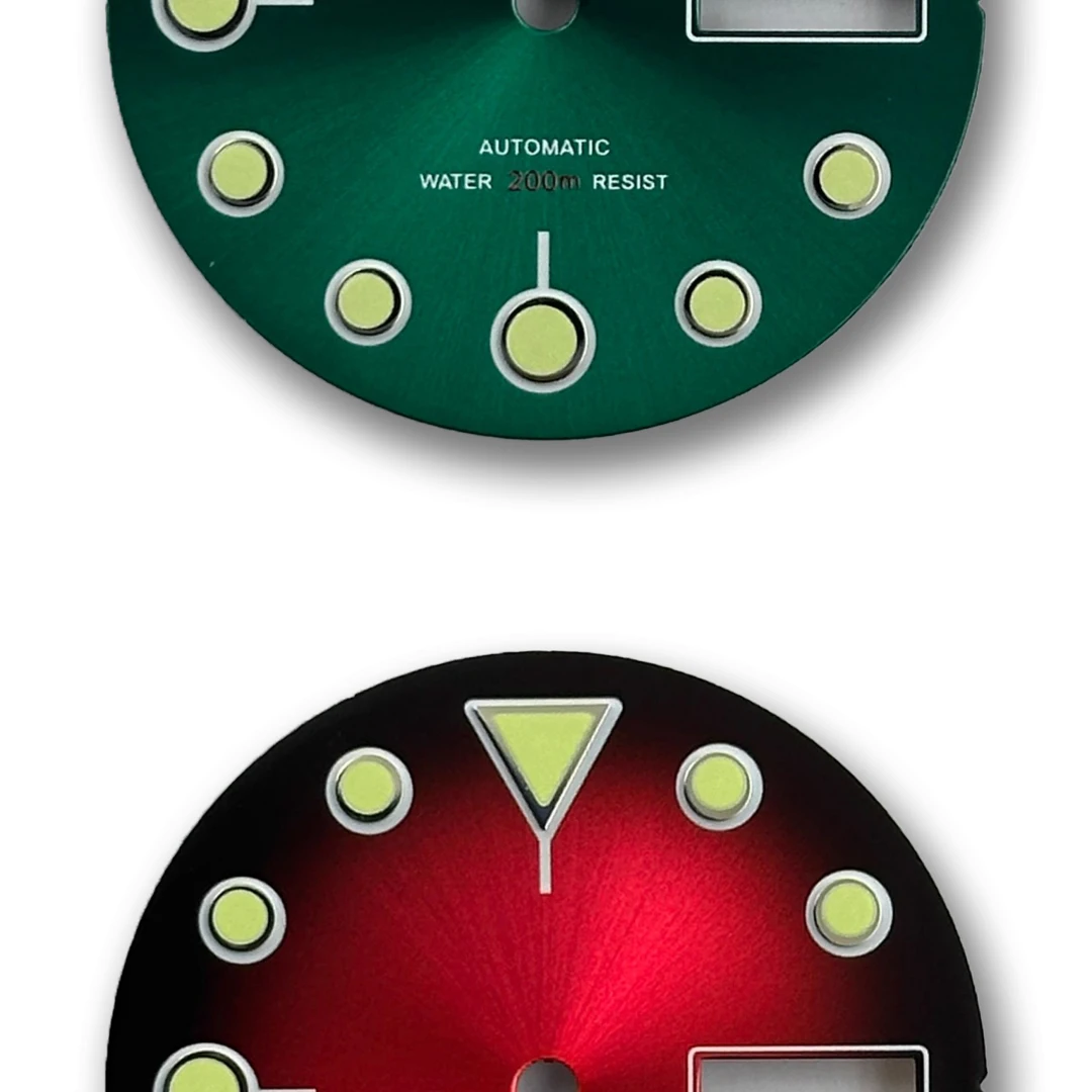 28.5mm No logo Sport Diver NH35 Case Mod Parts Green Red Sunburst Green ...
