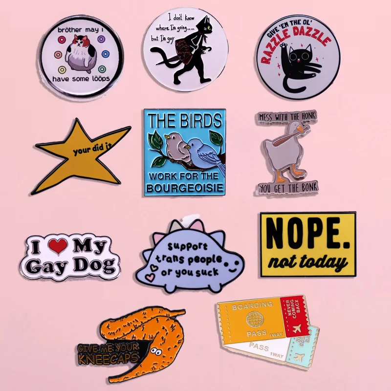 Funny Internet Memes Enamel Pins Cute Animal Brooches Fashion Lapel ...