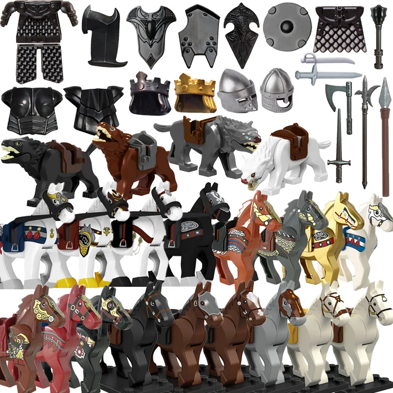 Medieval Soldier Figures Building Block War horse Jungle Adventure ...