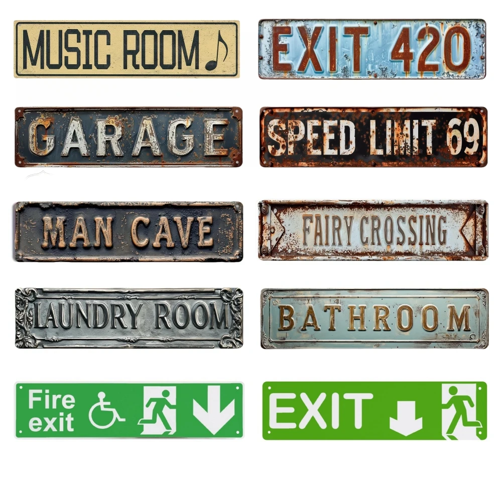 Metal-Aluminum-Sign-BATHROOM-EXIT-420-GARAGE-Vintage-Metal-Sign-for ...