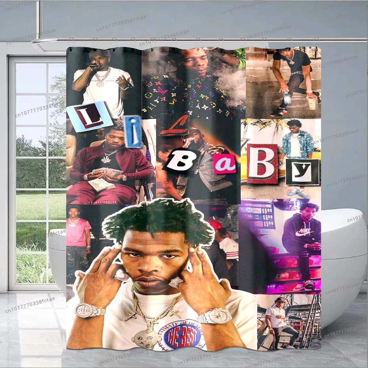 Hip-hop-Singer-Lil-Baby-Shower-Curtain-Rapper-Collage-Pattern-Shower ...