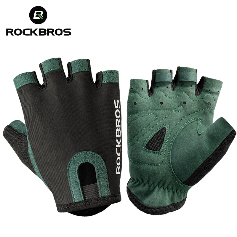 ROCKBROS MTB Fingerless Gloves Shockproof Thicken Pad Microfiber Wear ...