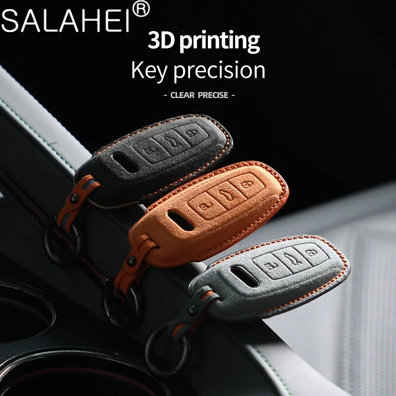 Suede-Car-Key-Case-Cover-Key-Bag-Shell-Holder-Protection-For-Audi-A3-A4 ...