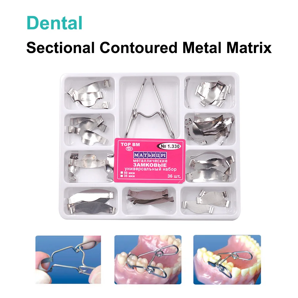 36Pcs-Set-Dental-Sectional-Contoured-Metal-Matrices-Matrix-With-Spring ...