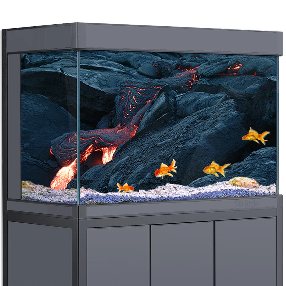 Aquarium-Background-3D-Volcano-Magma-Lava-Rock-Black-HD-Printing ...