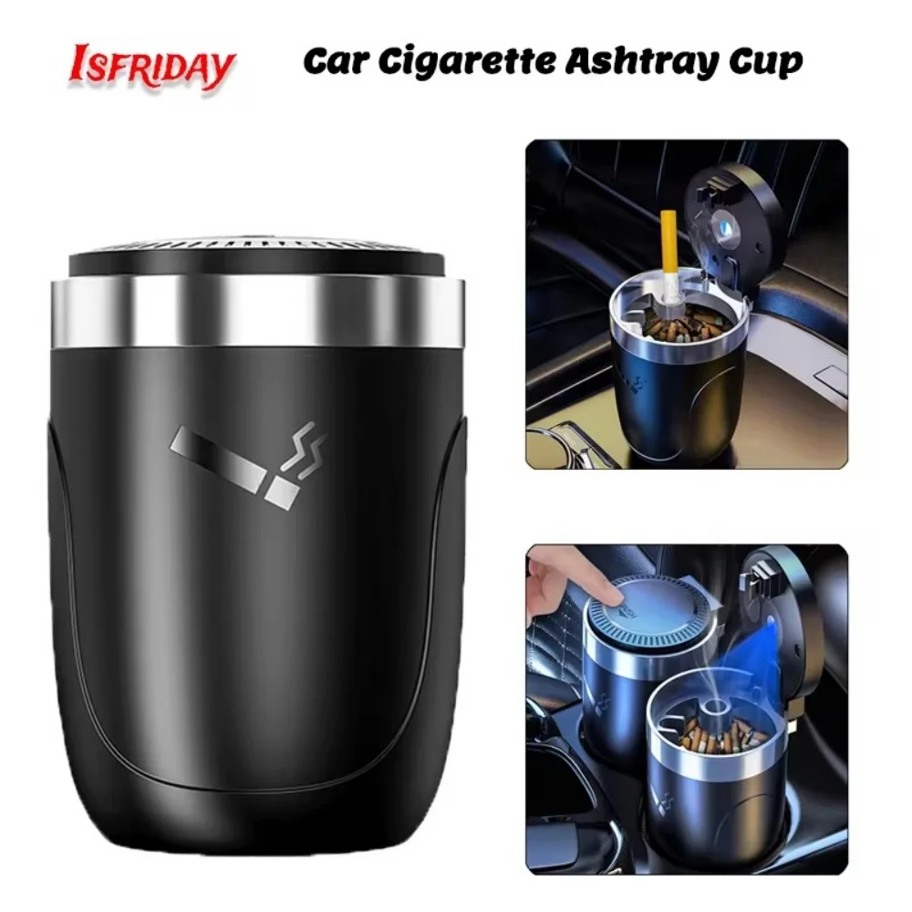 Car-Cigarette-Ashtray-Cup-With-Lid-With-LED-Light-Portable-Detachable ...
