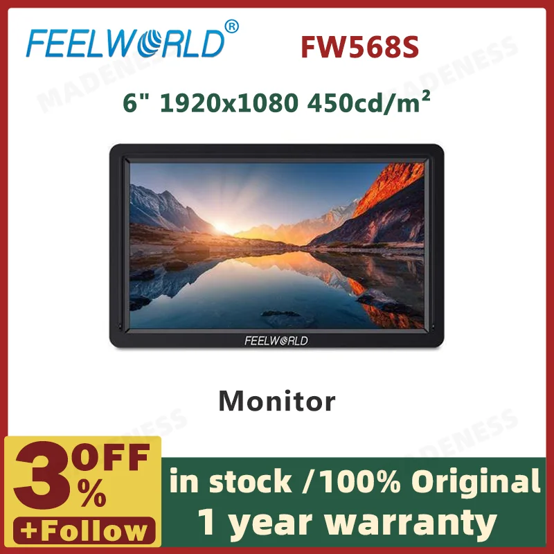 .FEELWORLD FW568S 1920*1080 4K HDMI-compatible 3G-SDI 367PPI 1000:1 On ...