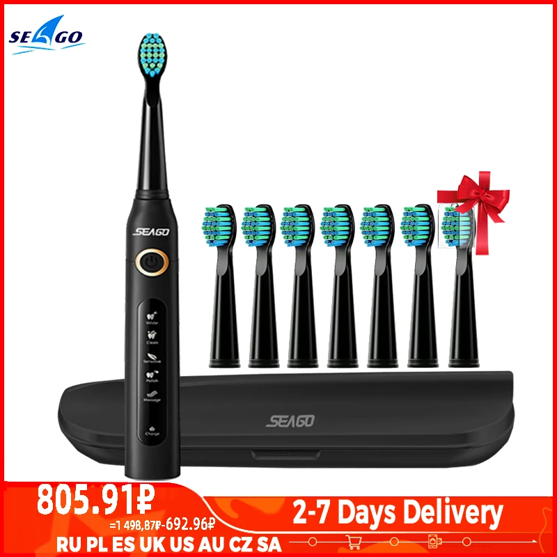 Seago Electric Sonic Toothbrush 507b Usb Rechargeable Adult Waterproof Timer Electronic Tooth ...
