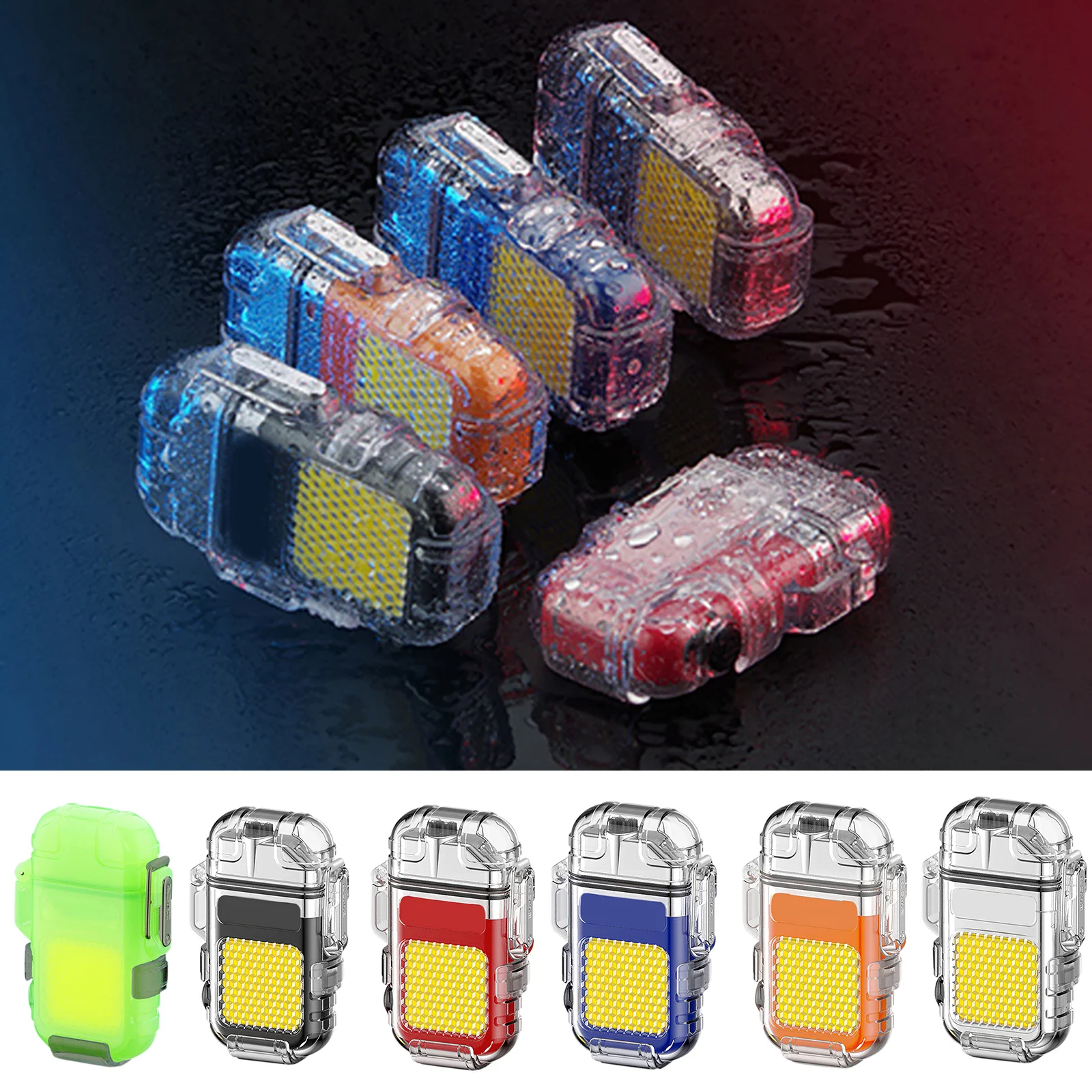 Waterproof Electric Torch Transparent Lighter Plasma Dual ARC Windproof ...