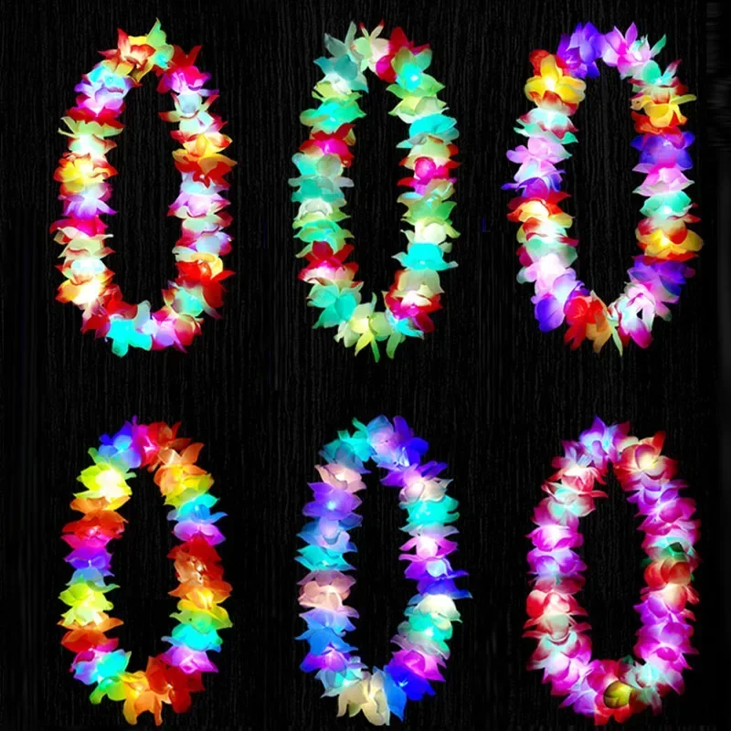 1-p-s-led-light-up-havaiano-luau-leis-flor-tropical-colar-para-hava ...