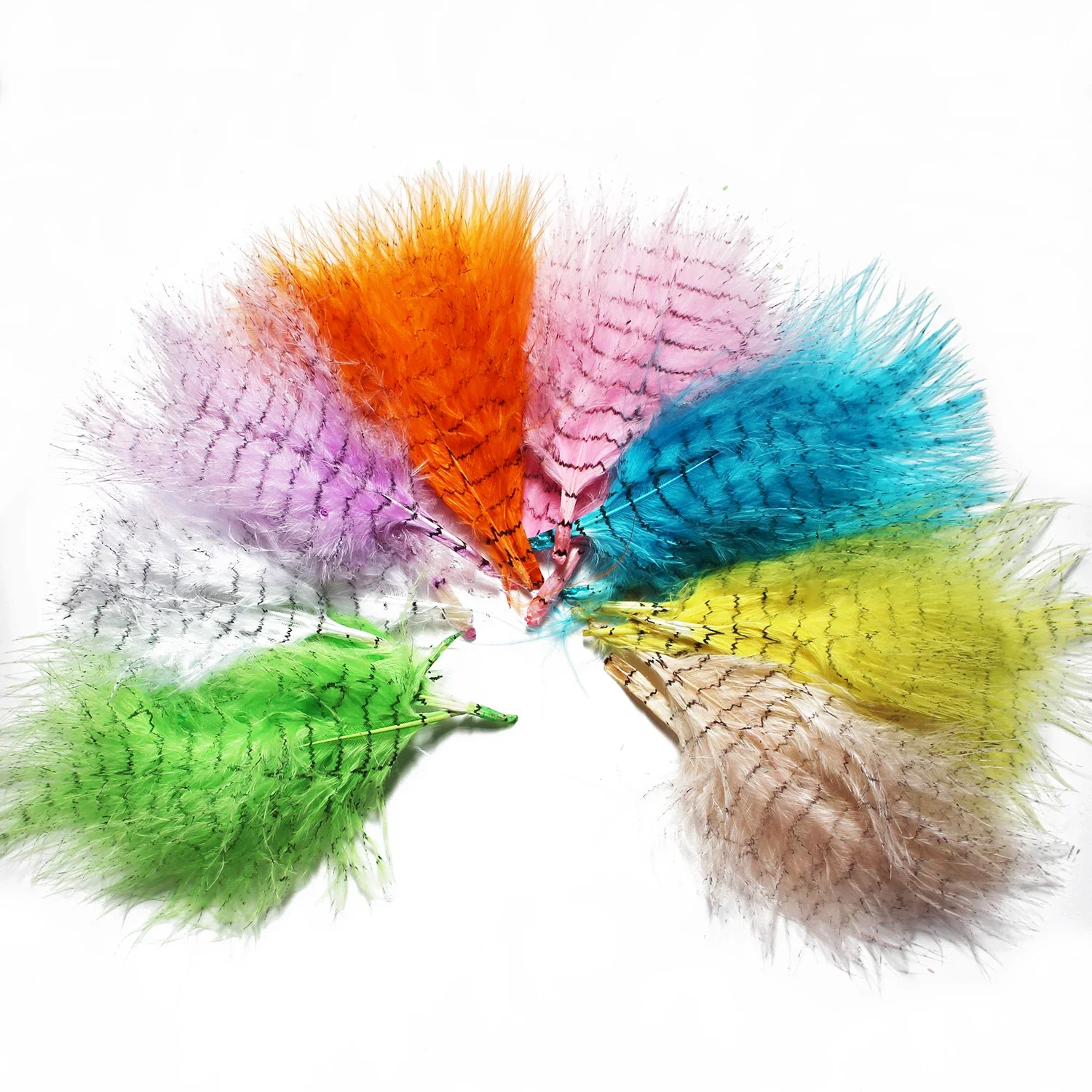 Tigofly 80 pcs 8 Colors Barred Printed Striped Turkey Marabou Blood ...