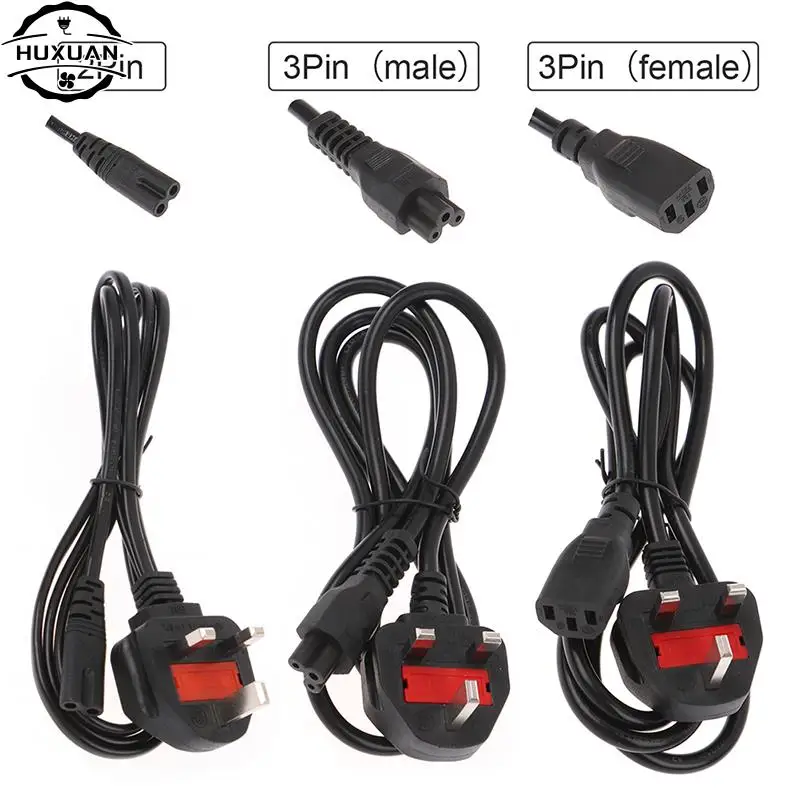 UK Plug 2Pin 3Pin Power Cord Cable Laptop AC Adapter Lead 2 Pin Figure ...