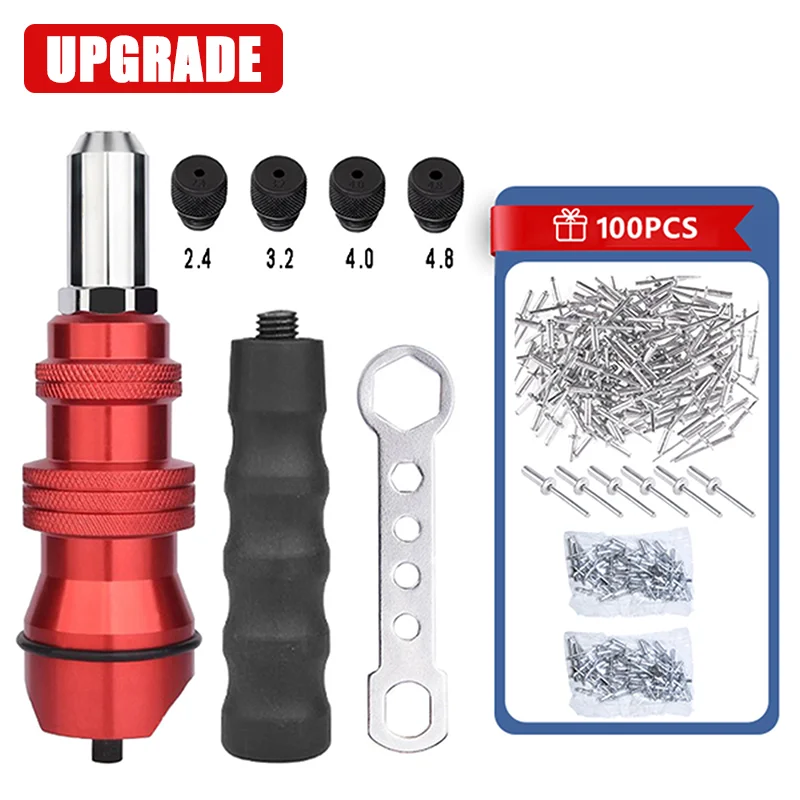 Upgrade Electric Rivet Gun 2.4mm-4.8mm Rivet Nut Gun Drill Bit Adapter ...