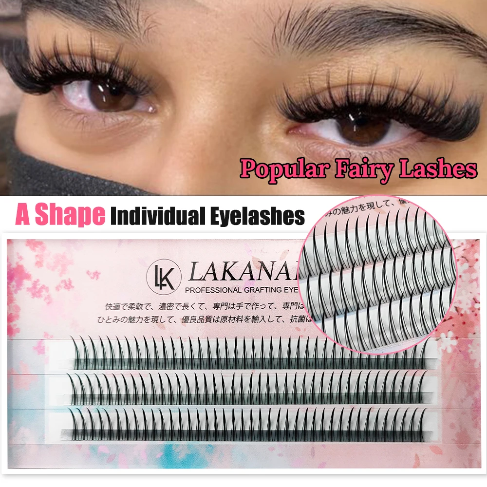 Lakanaku A/M Shape Individual False Spikes Lashes Cluster Natural ...