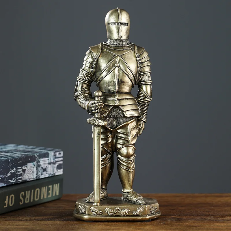 Nordic Retro Knight Statue Resin Creative Character Home Living Room ...