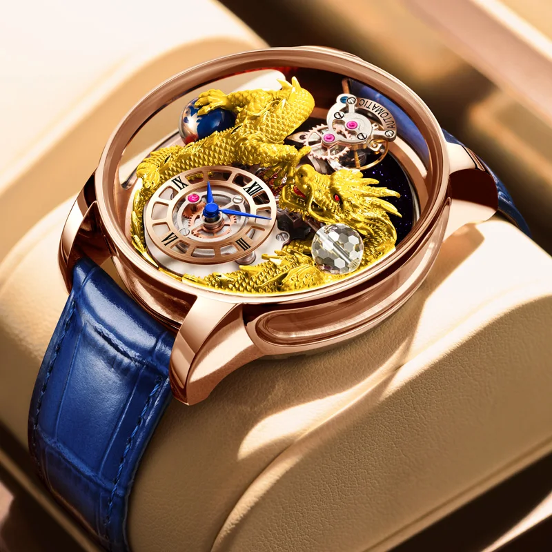 2024 PINDU New Men's Watch Traditional Handmade Dragon Quartz Watch ...