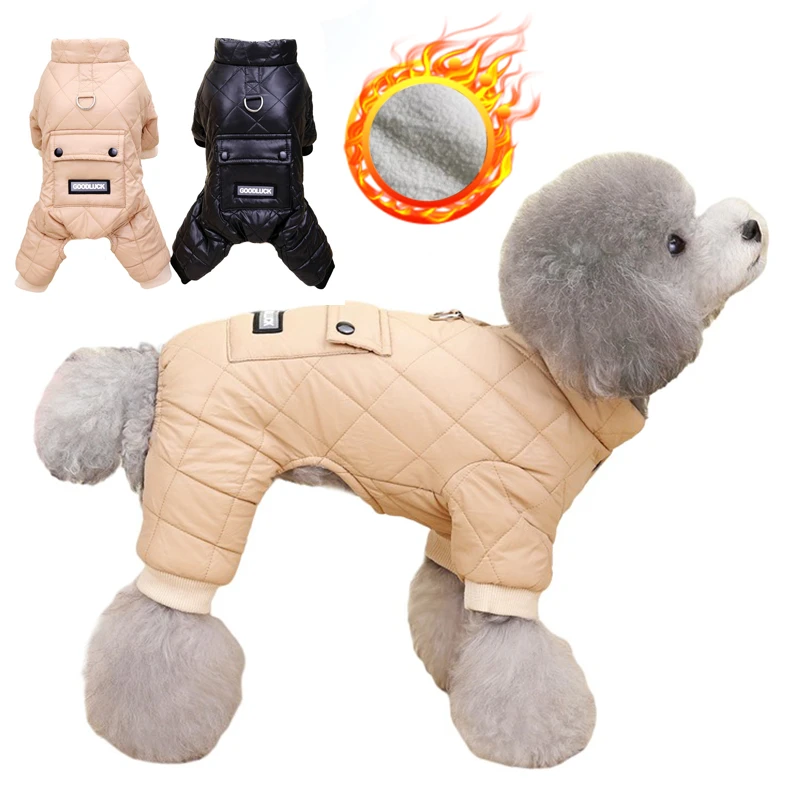 Puppy Overalls Waterproof Boy Dog Jumpsuit Winter Fleece Dog Clothes ...