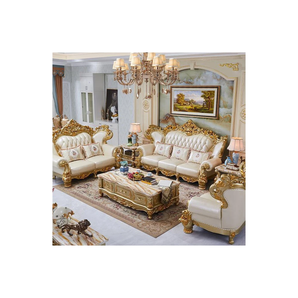 European Home Furniture Luxury Classic Antique Designed Genuine Leather ...