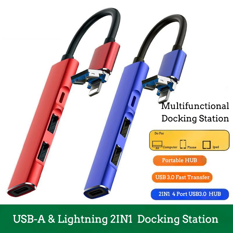 4-In1-Aluminum-USB3-0-Dock-Station-Hub-OTG-2in1-USB-Lighting-Adapter ...