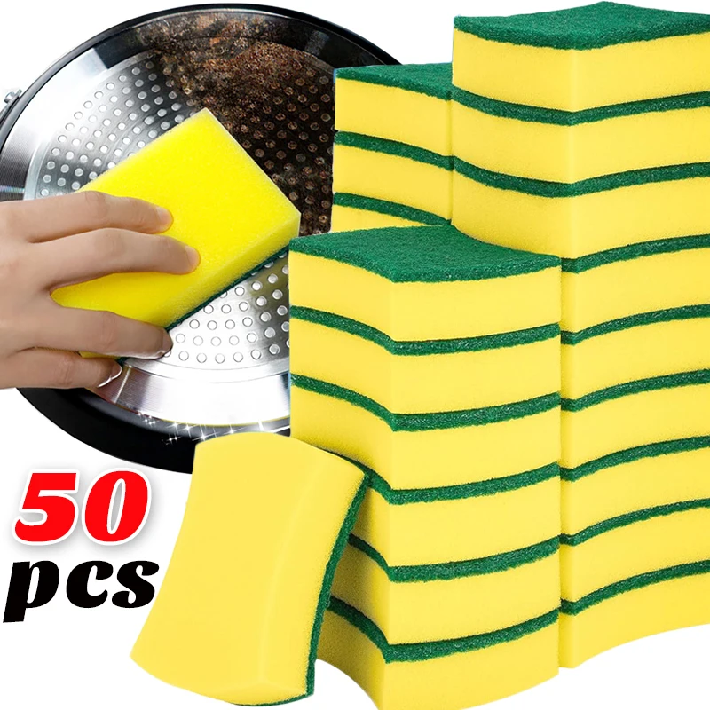 50-1PCS-Kitchen-Cleaning-Sponges-Double-Sided-Soft-Sponge-Scouring-Pad ...