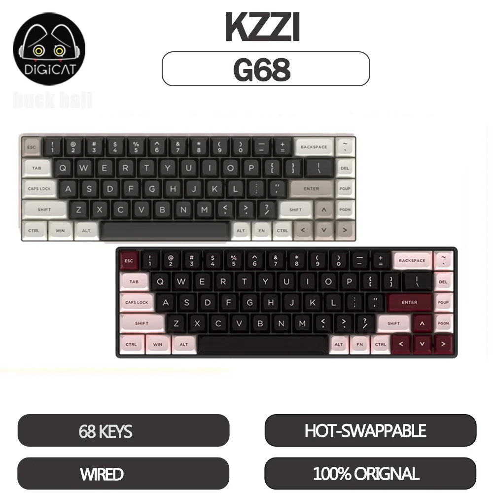 Kzzi-G68-Gamer-Mechanical-Keyboards-Aluminium-Alloy-Wired-Keyboards-68-Keys-Hot-Swap-RGB-Keycaps ...