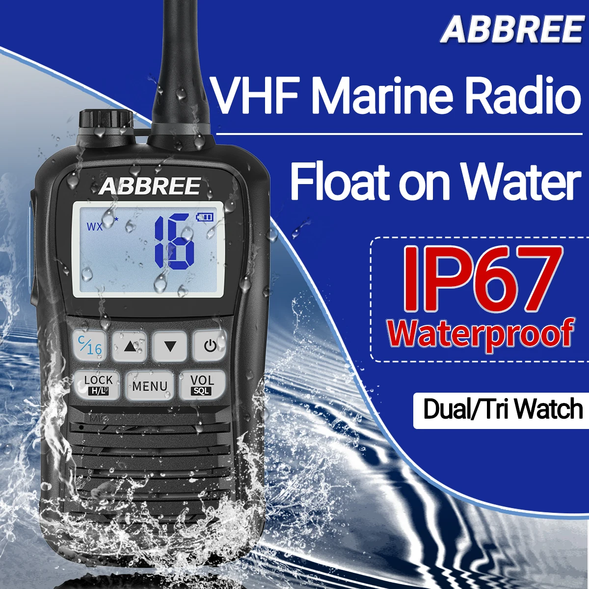 ABBREE AR-25M Marine Radio Transceiver IP67 Floating Waterproof ...