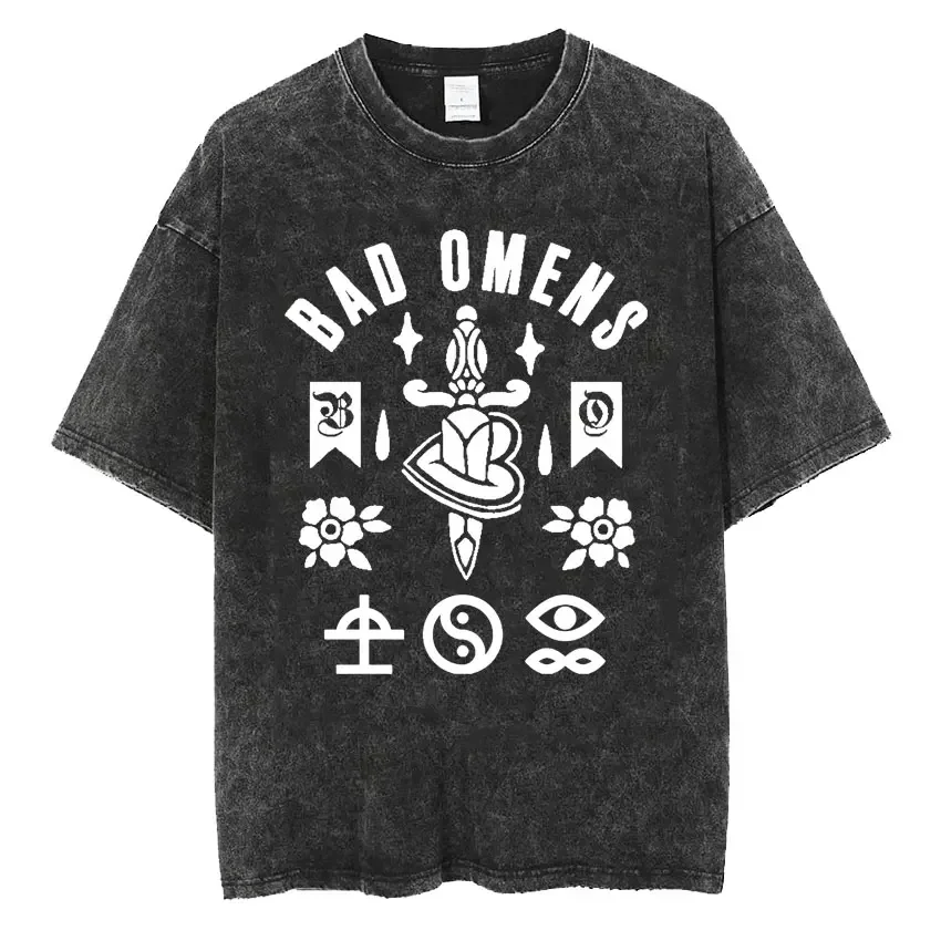Bad omen rock band tour 2024 retro washed T shirt sold by Rosemonde | SKU 267319832 | 50% OFF ...