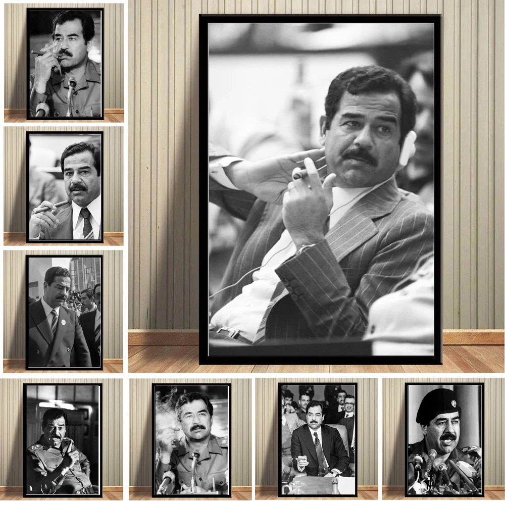 Photo The Great Leader Saddam Hussein Portrait Poster Prints Canvas ...