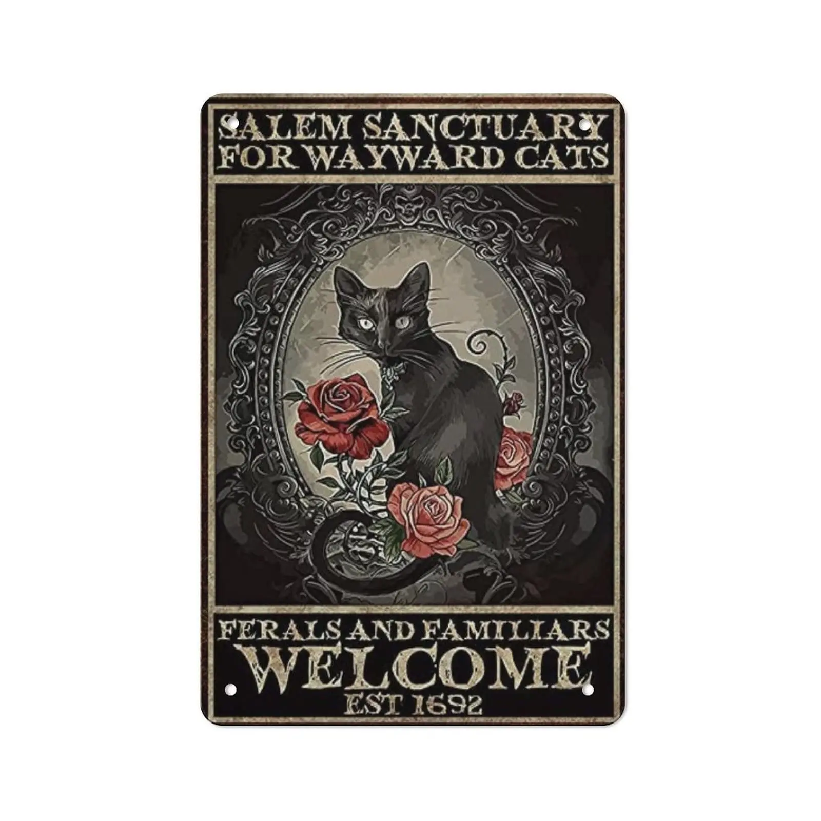 Vintage-Tin-Signs-Funny-Black-Cat-Metal-Tin-Sign-Salem-Sanctuary-for ...