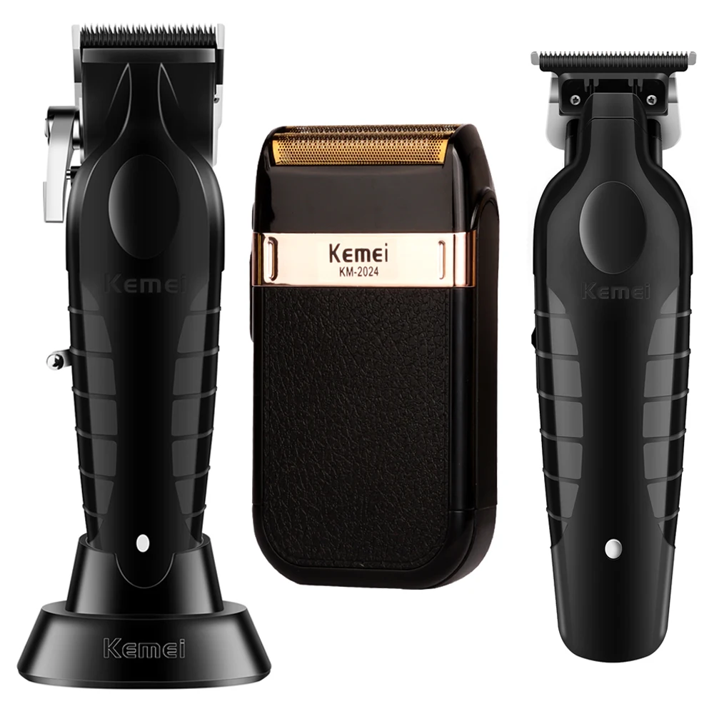 Kemei-cortadora de pelo profesional, KM-2296, KM-2299, 0mm, Zero Gap, eléctrica, recargable