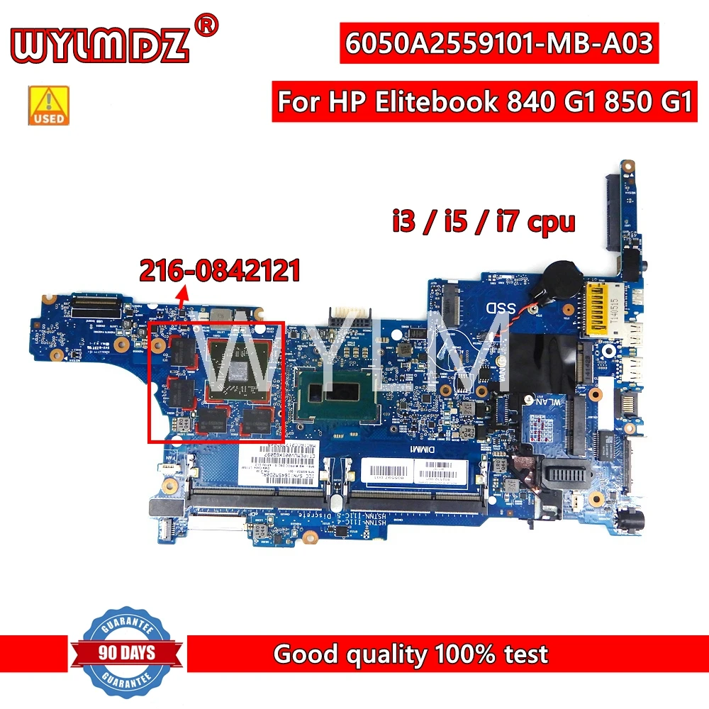 6050A2559101-MB-A03-i5-4th-CPU-Mainboard-For-HP-Elitebook-840-G1-850-G1 ...