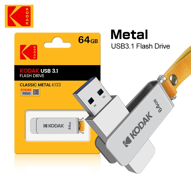 오리지널 KODAK K133 U 디스크 USB3.0 회전 64GB 128GB 256GB 금속 플래시 드라이브 자동차 USB3.1 플래시 드라이브, 120 MB/s 메모리 ...