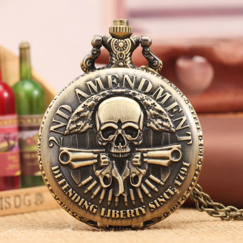 Vintage bronze gun skull defending freedom Second Amendment military ...