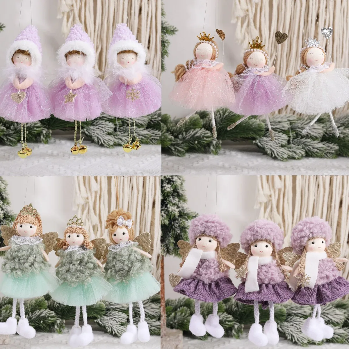 Cute-Christmas-Angel-Doll-Pendant-Ornamentos-roxo-e-verde-Natal-Tree ...