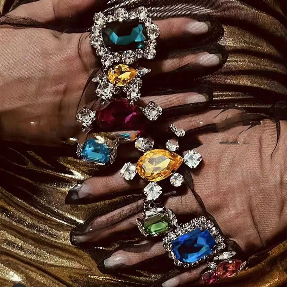 Rhinestone Finger Accessories | Adjustable Rings Women | Rhinestone ...