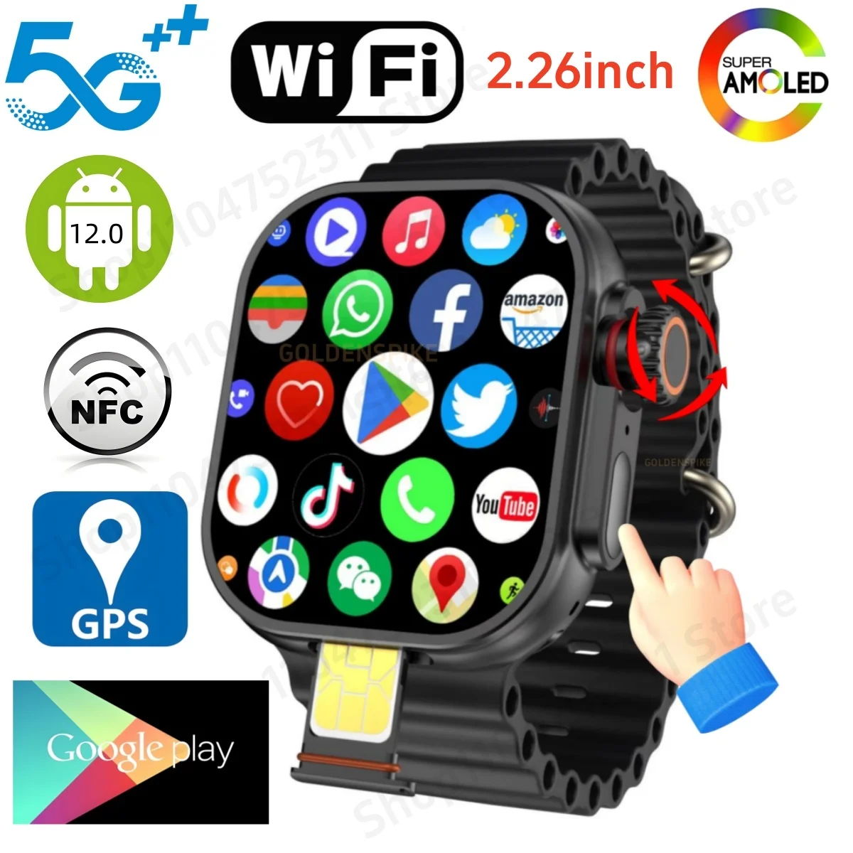 S10 Ultra CD12 Smartwatch Touch Encoder Android 12.0 5G Smartwatch mit ...