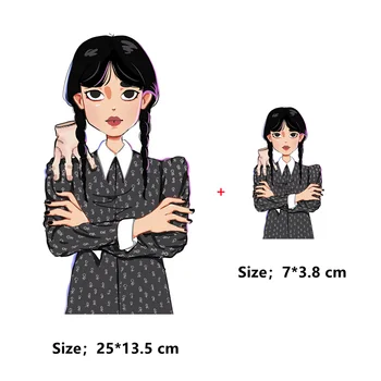 American Movie TV Wednesday Addams Clothing patches thermo-stickers for ...